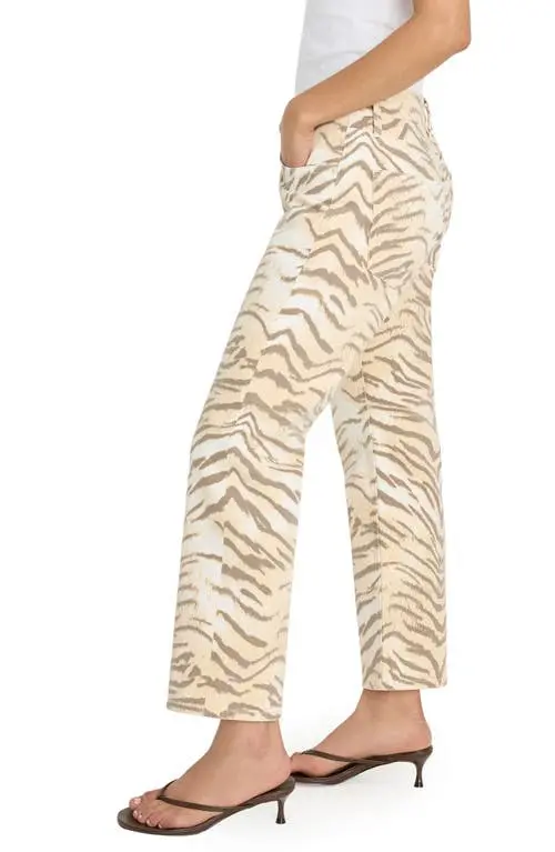 Good American Tiger Print Ankle Straight Leg Jeans - Brown Tiger