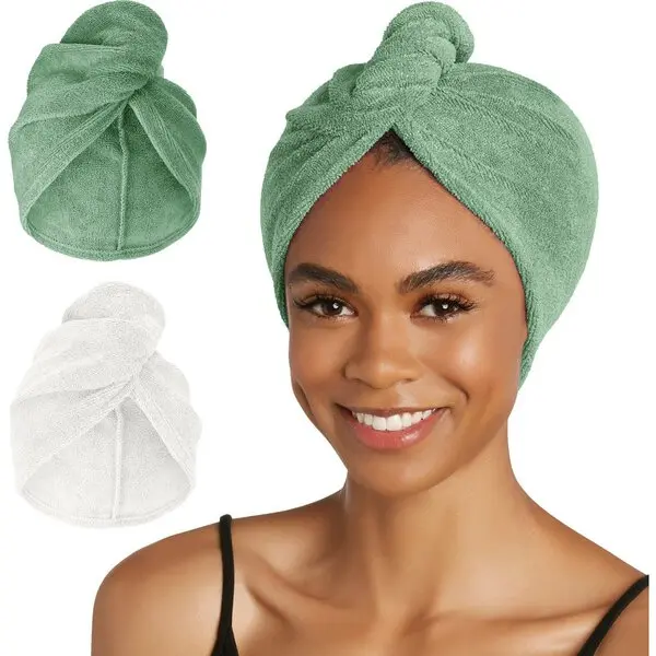 TURBIE TWIST 2 Pack Microfiber Hair Towel Wraps For Straight, Wavy - Frosted Mint