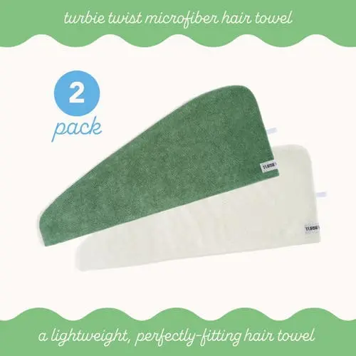 TURBIE TWIST Microfiber Hair Towel Wraps 2-pack - Frosted Mint