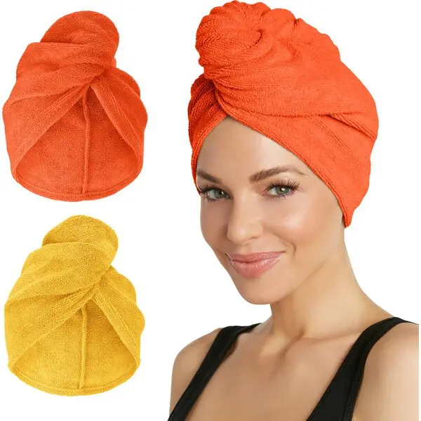 TURBIE TWIST 2 Pack Microfiber Hair Towel Wraps For Straight, Wavy - Orangeade