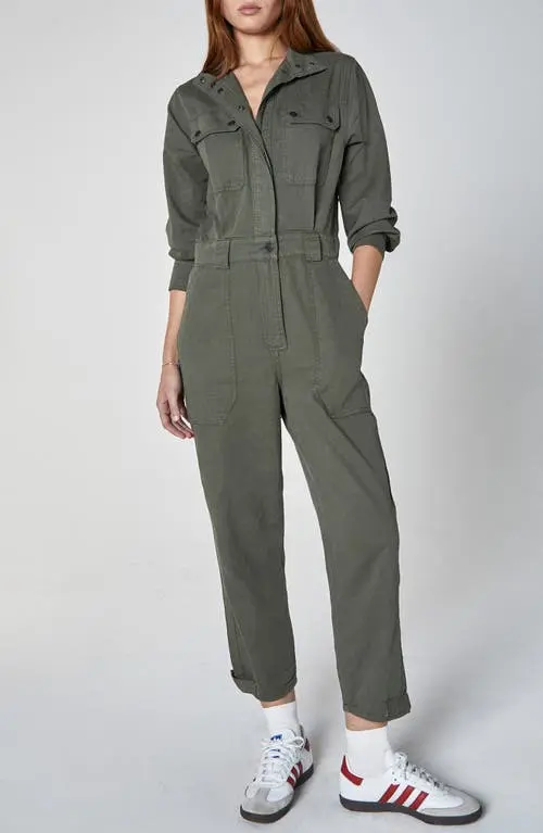UNPUBLISHED Janna Long Sleeve Cotton Utility Jumpsuit - Kelp