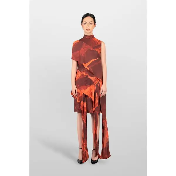 LAURA APARICIO Asymmetric Volant Dress