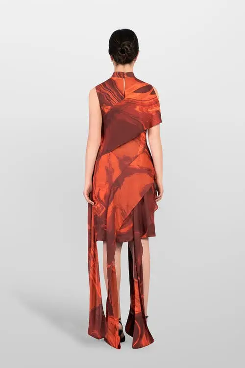 LAURA APARICIO Asymmetric Volant Dress
