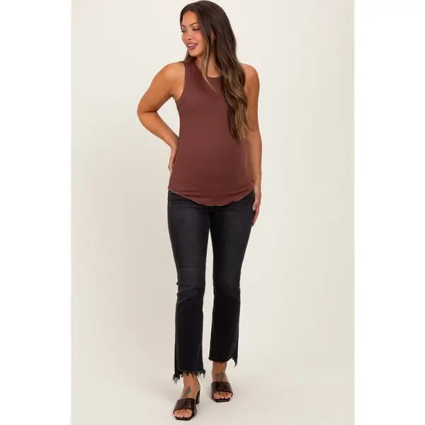 PINKBLUSH Crop Flare Maternity Jeans - Black