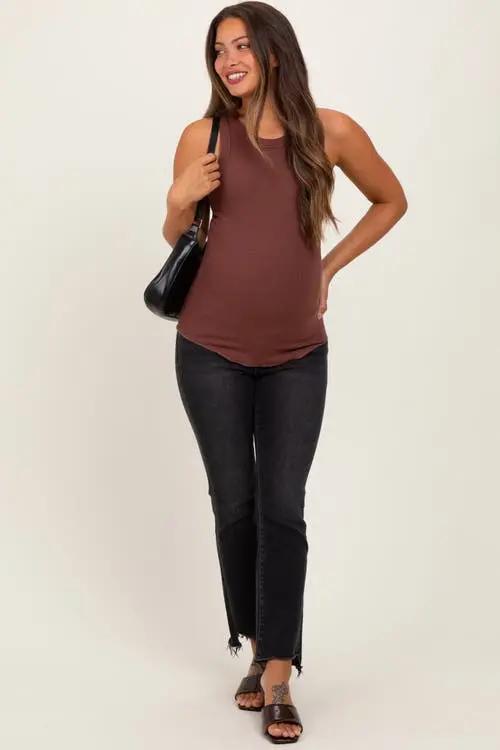 PINKBLUSH Crop Flare Maternity Jeans - Black