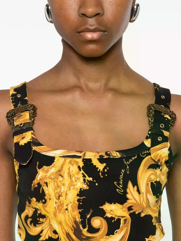 Versace Baroque-print Midi Dress - Black