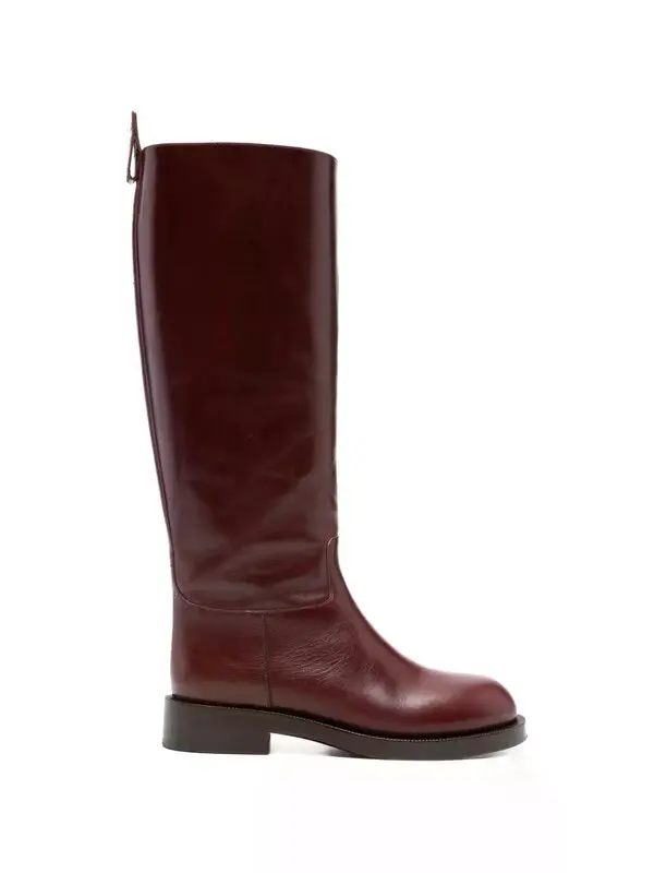 Rabanne Leather Knee High Boots - Red