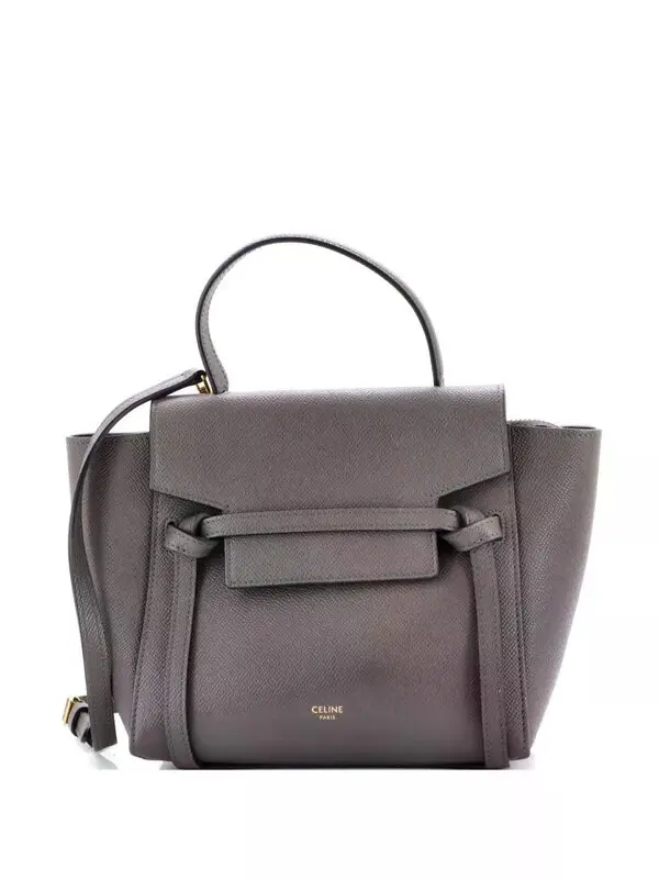 Celine Belt Bag Textured Leather Nano Shoulder Bag - Grey
