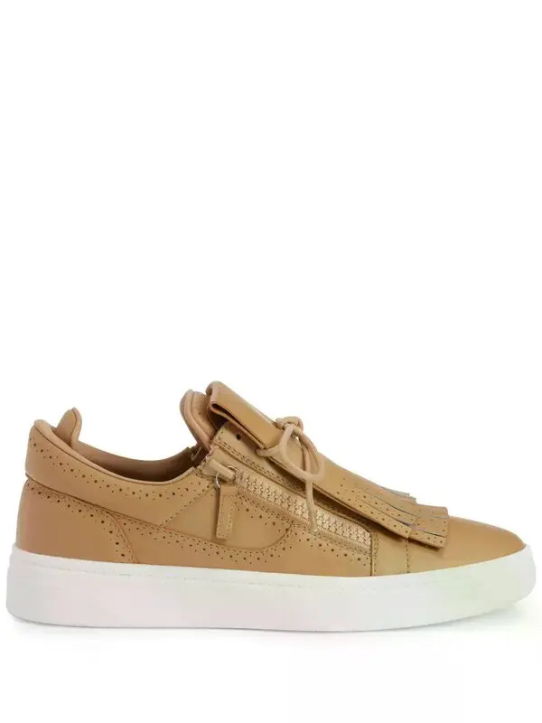 GIUSEPPE ZANOTTI Low-top Leather Sneakers With Tassel Detail - Brown