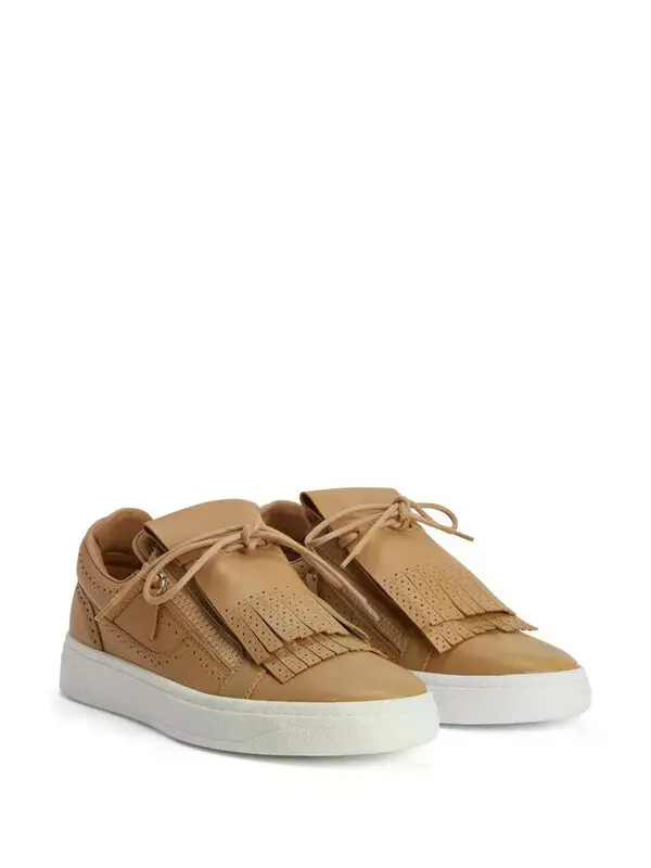 GIUSEPPE ZANOTTI Low-top Leather Sneakers With Tassel Detail - Brown
