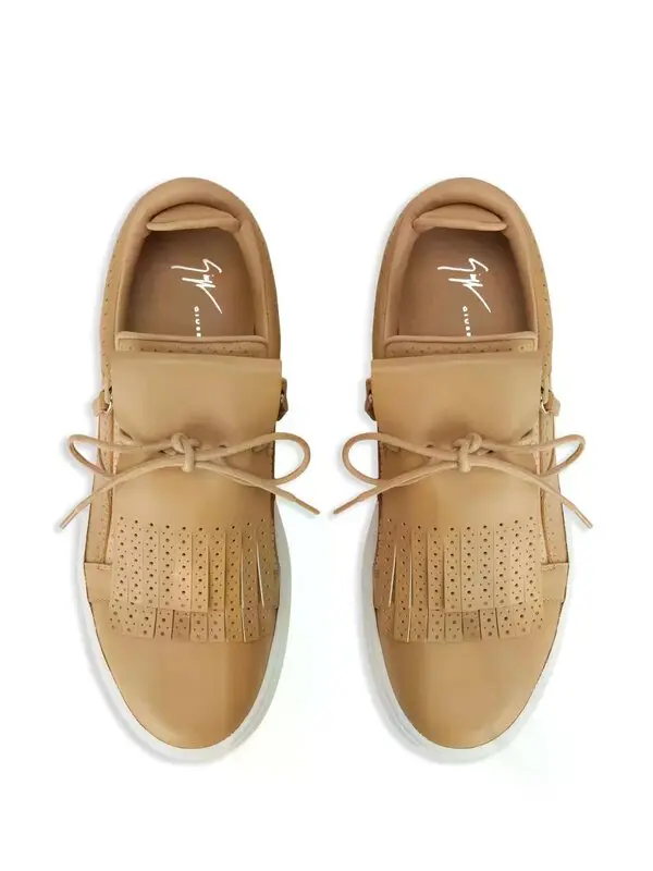 GIUSEPPE ZANOTTI Low-top Leather Sneakers With Tassel Detail - Brown