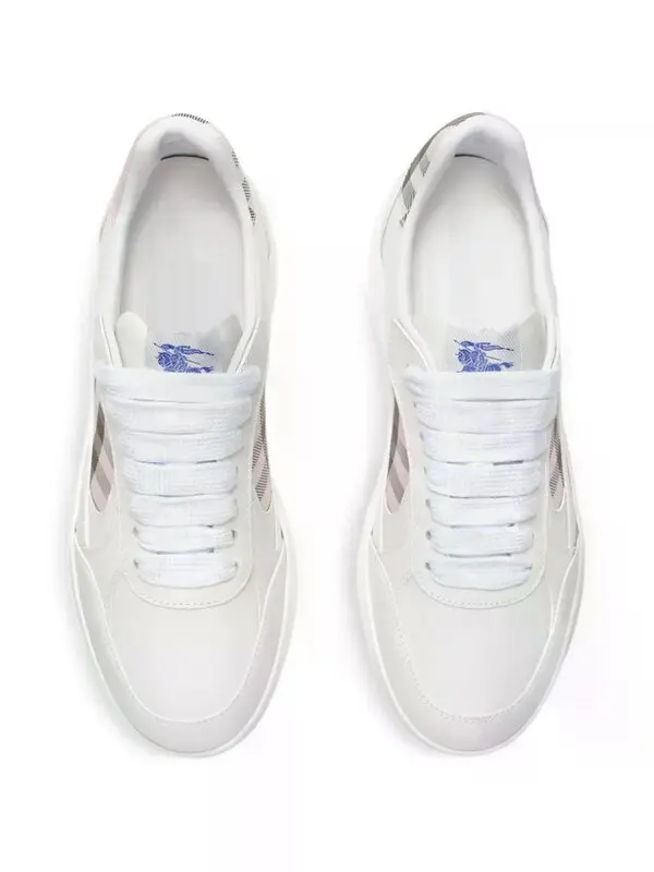 Burberry Leather And Check Terrace Sneakers - White