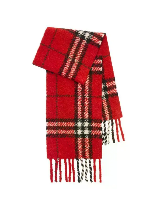 Burberry Check Alpaca Wool-blend Bouclé Scarf - Red