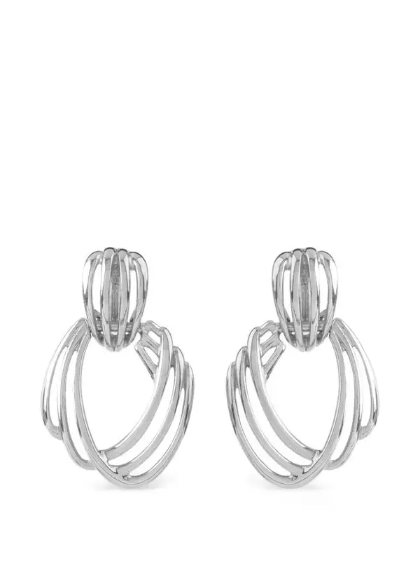 MONET 1970s Openwork Clip-on Drop Earrings - Silver