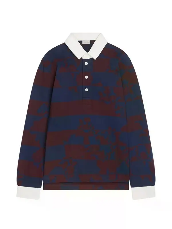 Dries Van Noten Striped Long-sleeved Polo Shirt - Blue