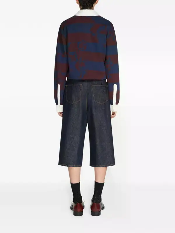 Dries Van Noten Striped Long-sleeved Polo Shirt - Blue