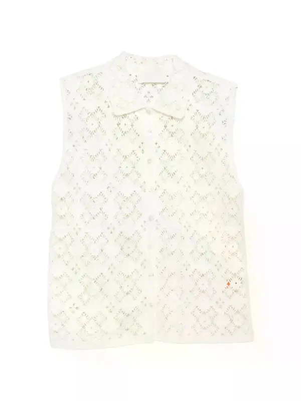 Eric Bompard Openwork Crochet Shirt Vest - White