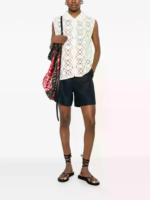 Eric Bompard Openwork Crochet Shirt Vest