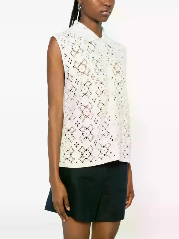 Eric Bompard Openwork Crochet Shirt Vest