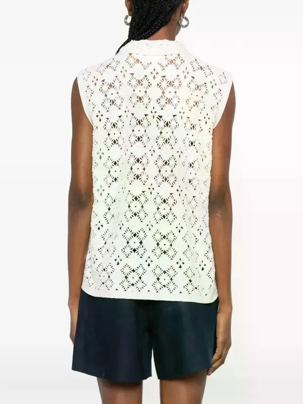 Eric Bompard Openwork Crochet Shirt Vest
