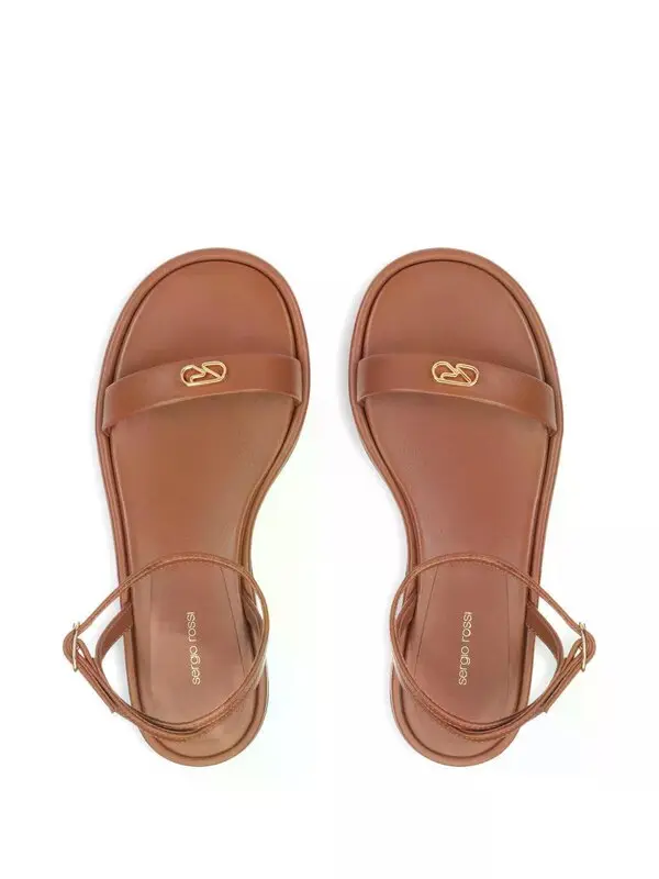 SERGIO ROSSI Logo-detail Ankle-strap Sandals - Brown
