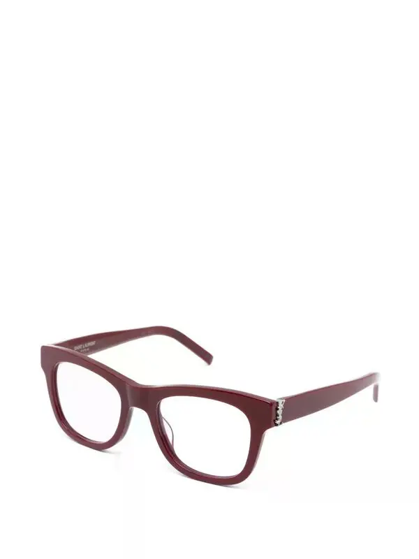 Saint Laurent Logo Square-frame Glasses - Red