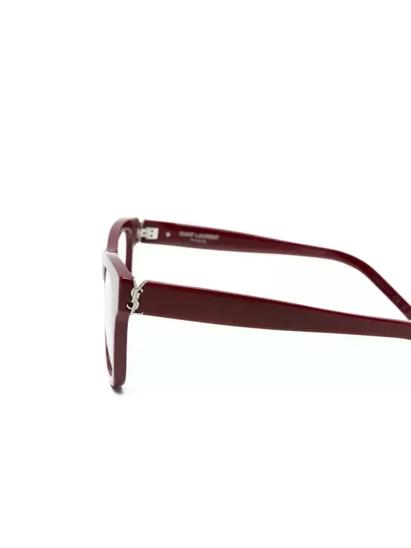 Saint Laurent Logo Square-frame Glasses - Red
