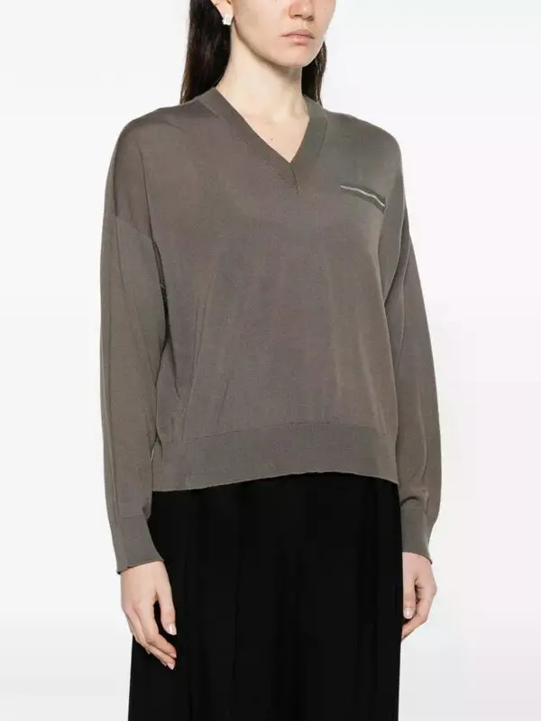 Peserico V-neck Wool Sweater - Brown