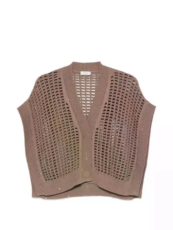 Peserico V-neck Open-knit Cardigan