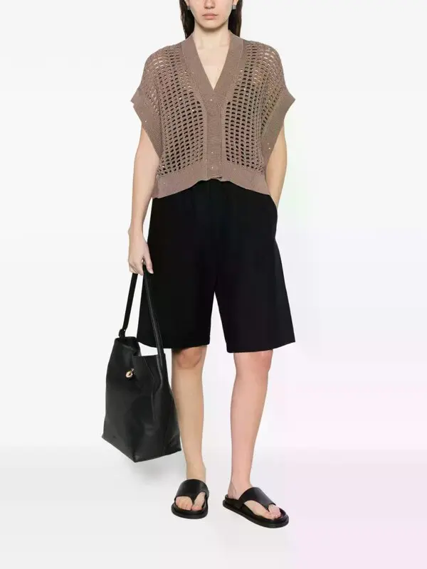 Peserico V-neck Open-knit Cardigan