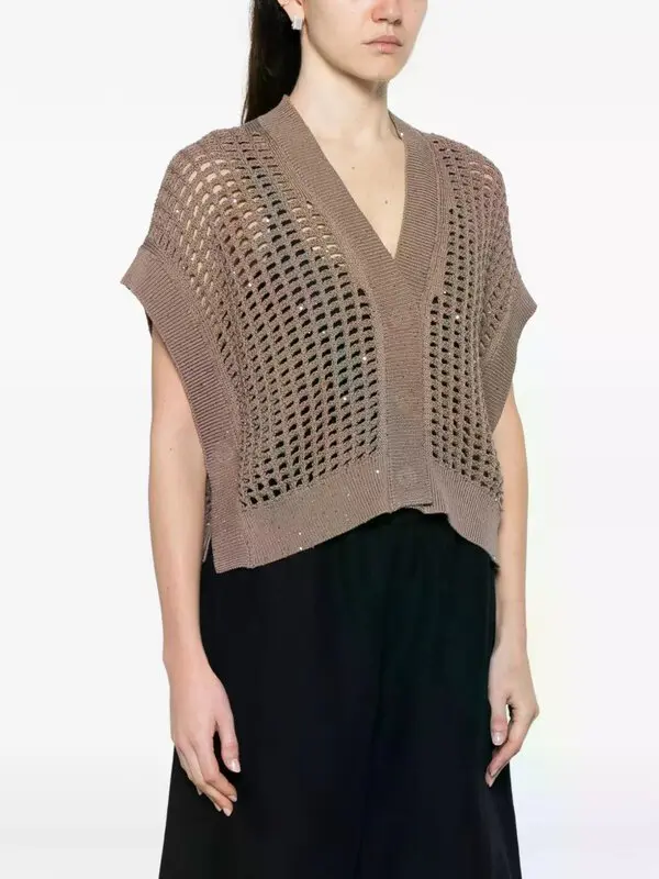 Peserico V-neck Open-knit Cardigan