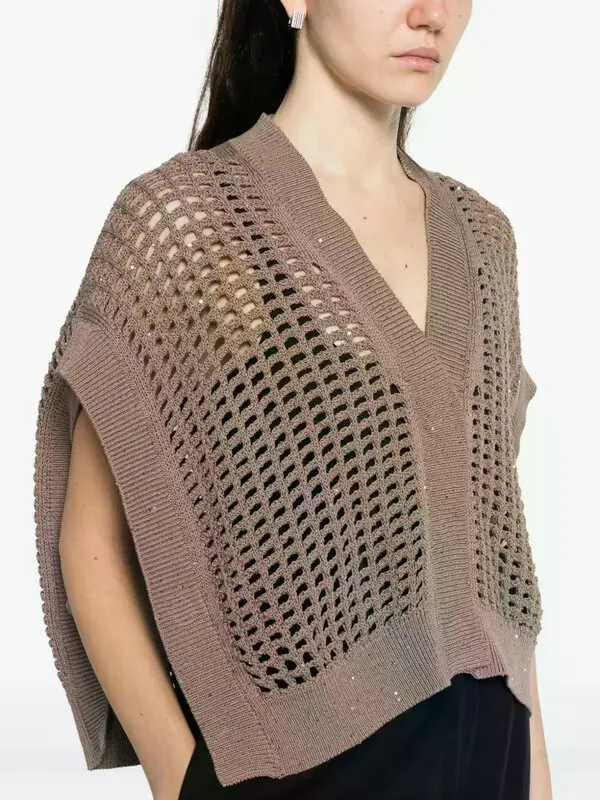 Peserico V-neck Open-knit Cardigan