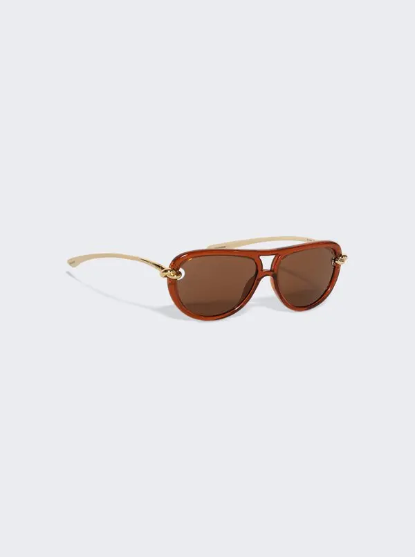 Bottega Veneta Knot Aviator Sunglasses - Brown