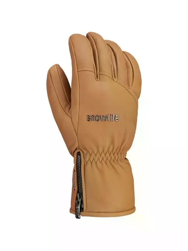SNOWLIFE Leather Zip Gloves - Neutrals
