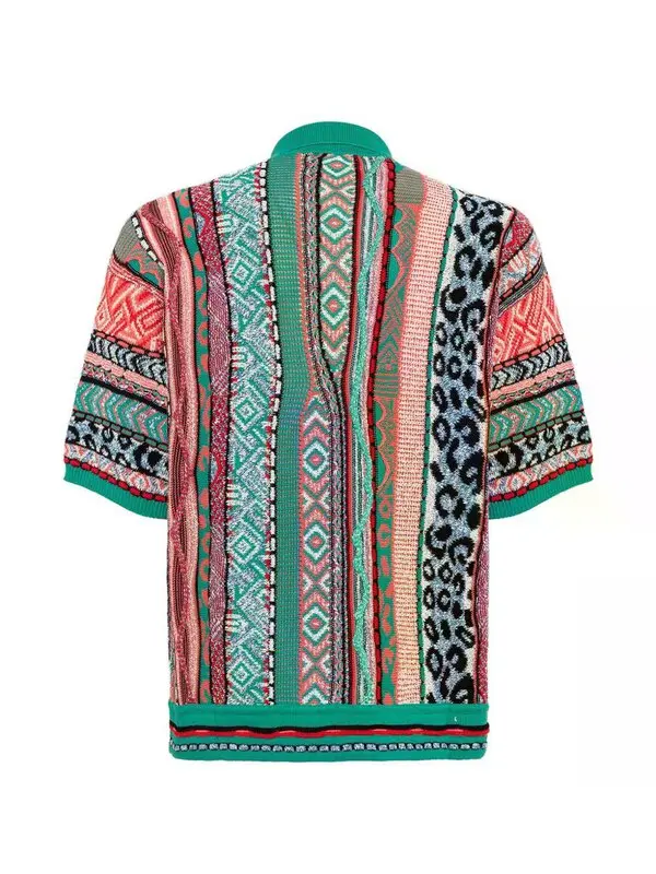 LANEUS Knitted Short-sleeve Shirt - Green