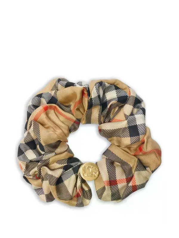 Burberry Silk Twill Scrunchie With Engraved Logo Tag - Neutrals