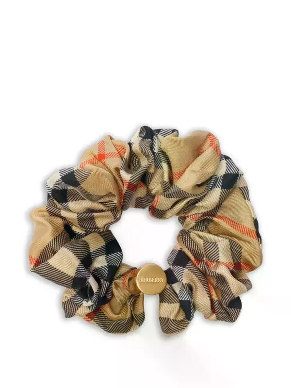 Burberry Silk Twill Scrunchie With Engraved Logo Tag - Neutrals