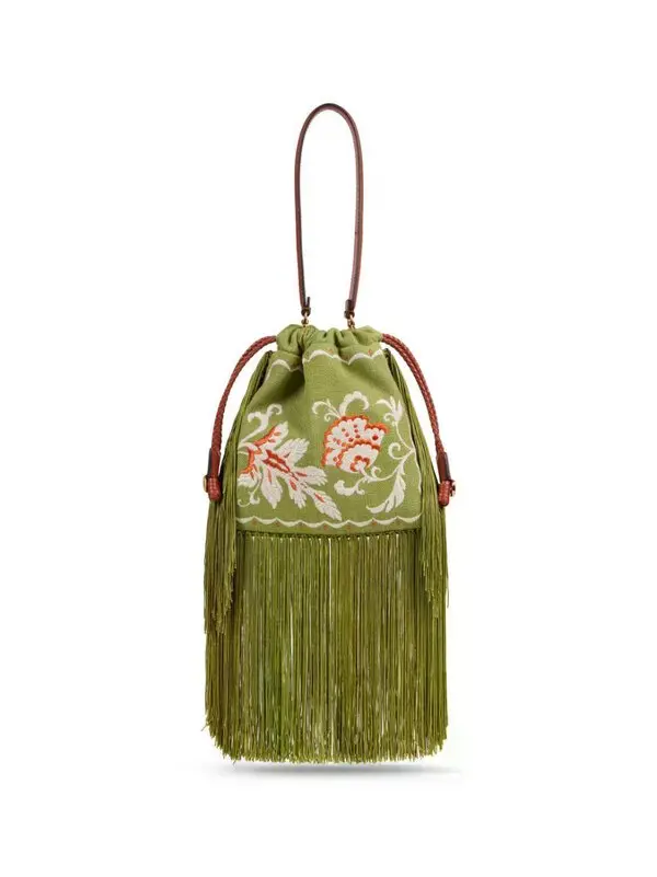 Etro Kalispera Bag With Embroidery And Fringes - Green