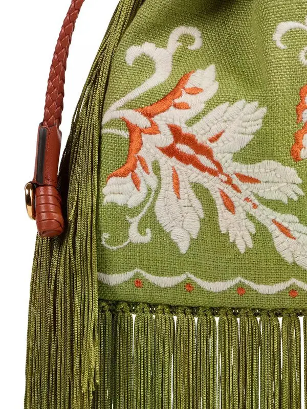 Etro Kalispera Bag With Embroidery And Fringes - Green