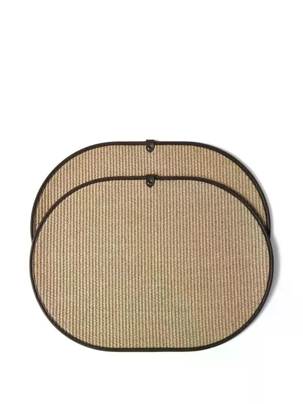 Brunello Cucinelli 2-piece Raffia-effect Techno Cotton And Leather Place Mat Set - Neutrals