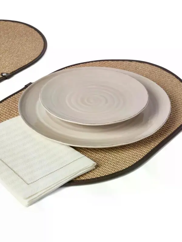 Brunello Cucinelli 2-piece Raffia-effect Techno Cotton And Leather Place Mat Set