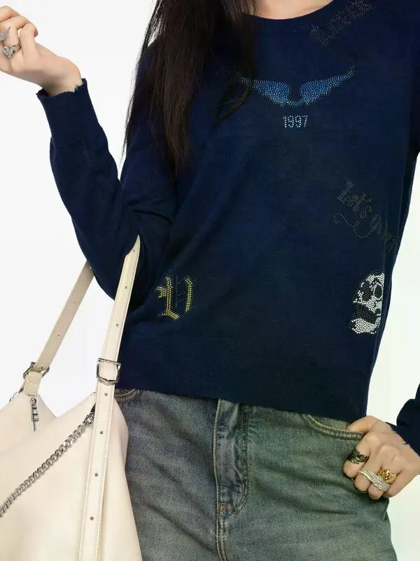Zadig&Voltaire Embellished Cashmere Crew Neck Sweater