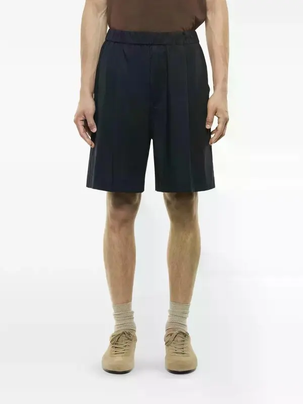 LANEUS Elasticated Embroidered Shorts - Blue