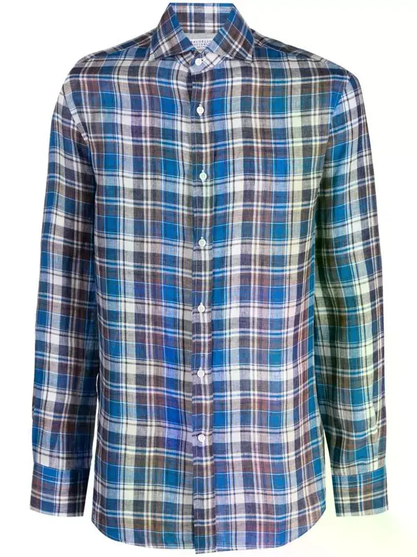 Brunello Cucinelli Check-pattern Linen Shirt