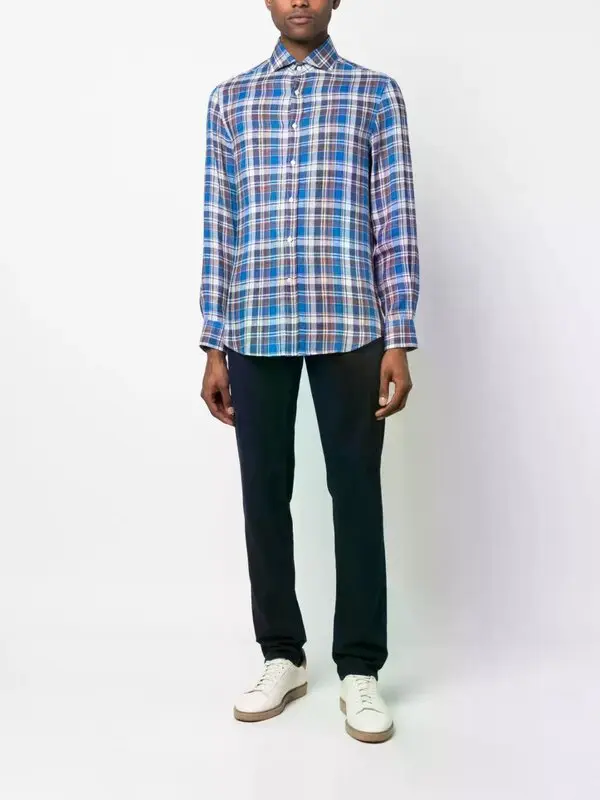 Brunello Cucinelli Check-pattern Linen Shirt