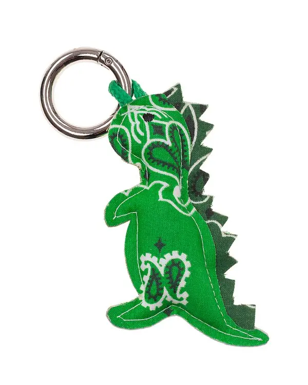CALL IT BY YOUR NAME Gri-gri Paisley Cotton Dinosaur Bag Charm - Vert Gazon