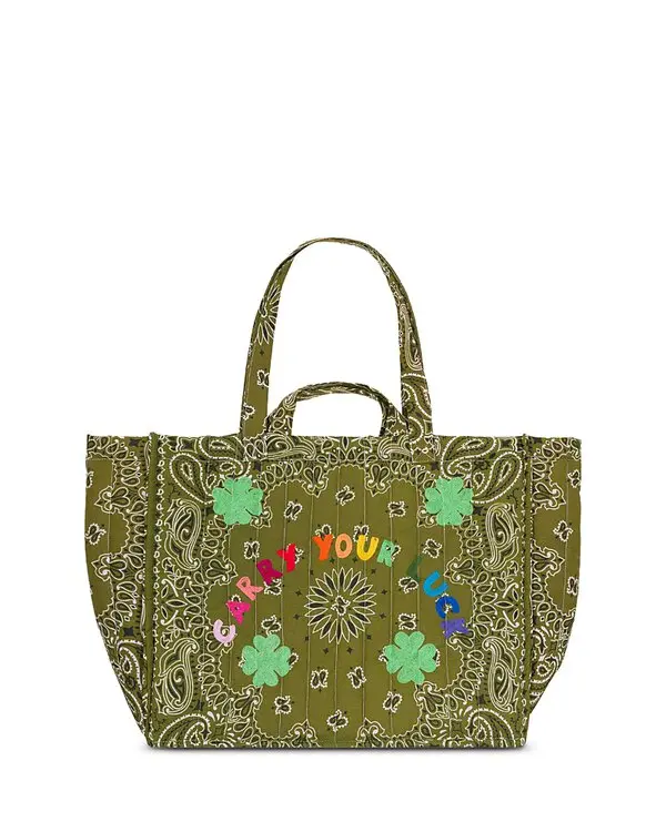 CALL IT BY YOUR NAME Maxi Cabas Matelasse Embroidered Shoulder Bag - Bronze