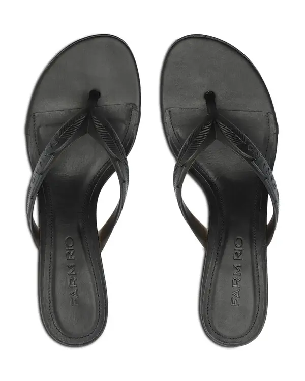 Farm Rio Rob Heeled Jelly Thong Sandals - Black