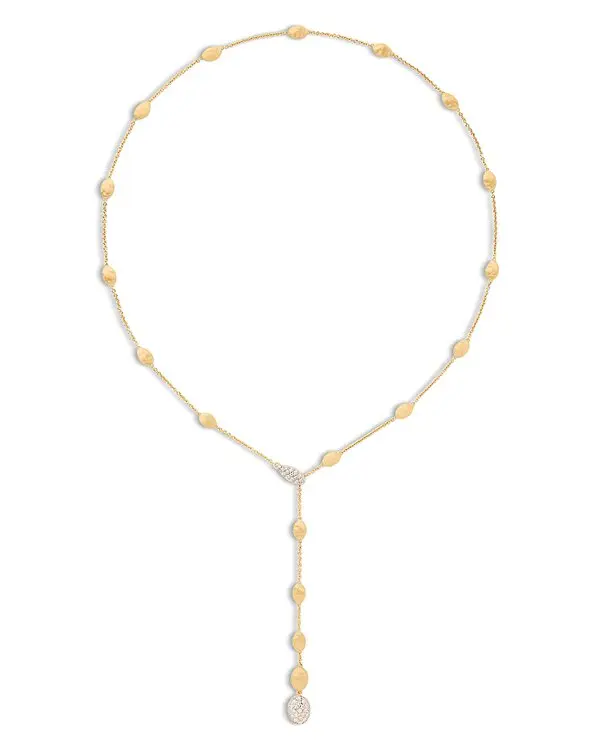 Marco Bicego 18k Yellow Gold, Diamond, And Textured Siviglia Lariat Necklace - White/gold