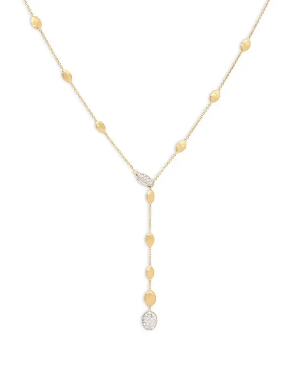 Marco Bicego 18k Yellow Gold, Diamond, And Textured Siviglia Lariat Necklace